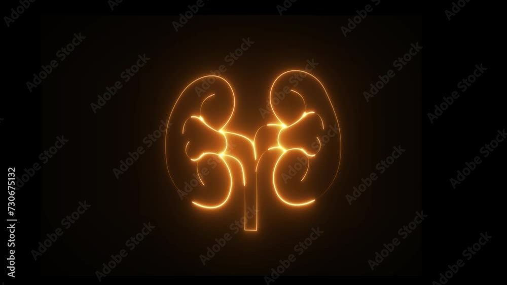 This renal system symbol is a neon kidney. The kidney was divided into ...