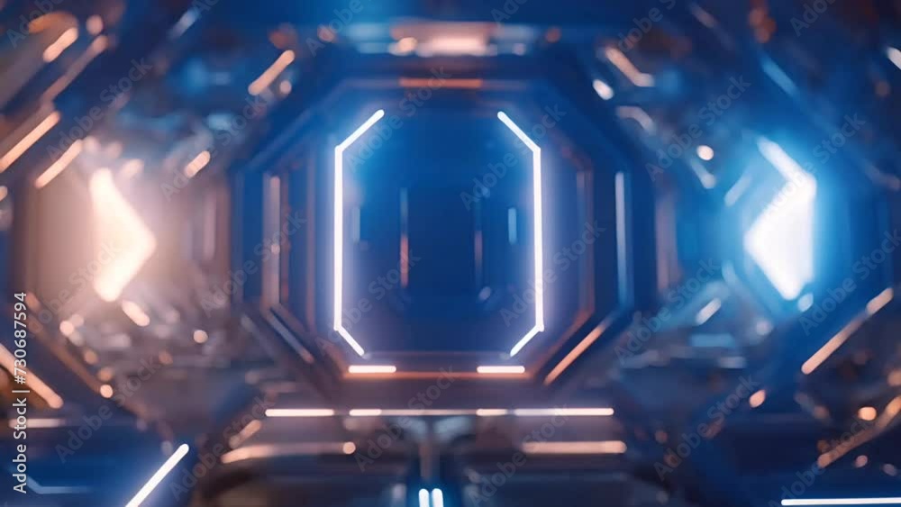 Abstract scene of futuristic cyber world, sci-fi grid, technology glowing surface, neon night ...