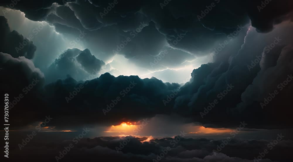 Abstract animation of a storm with lightning. Thunderstorm, lightning ...