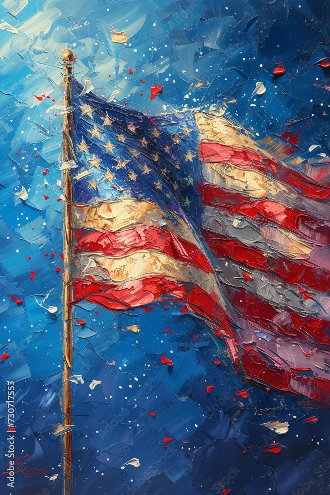 Red, White, and Blue: A Patriotic Painting of the American Flag ...