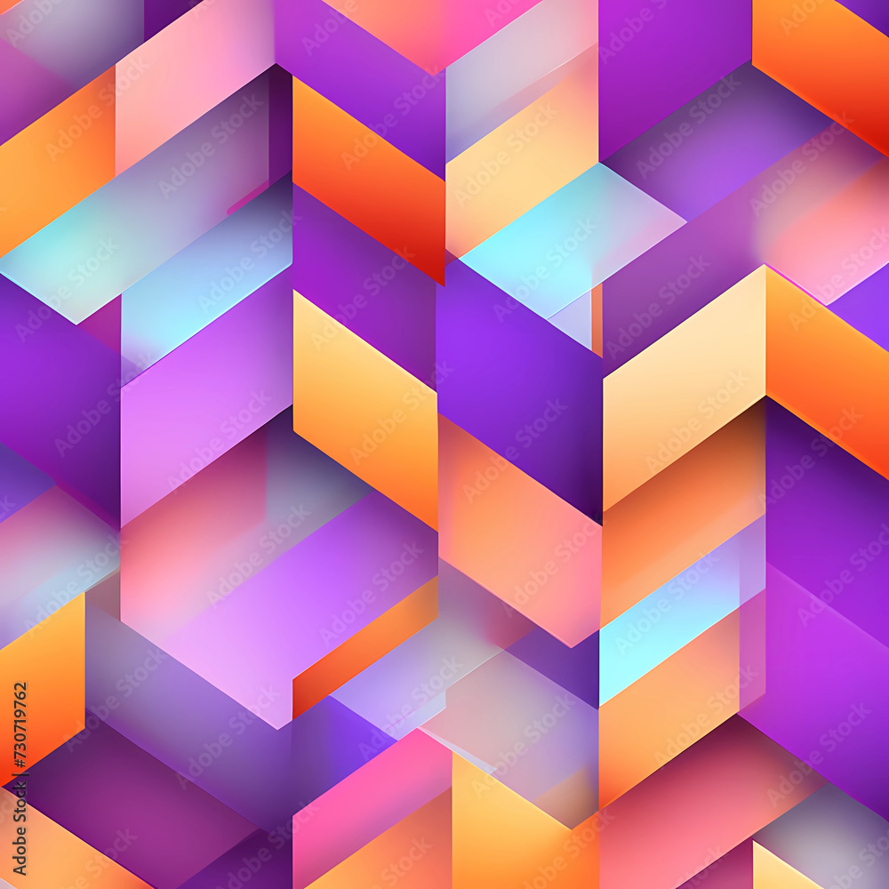 3d colorful background with squares, box shape pattern, purple orange ...