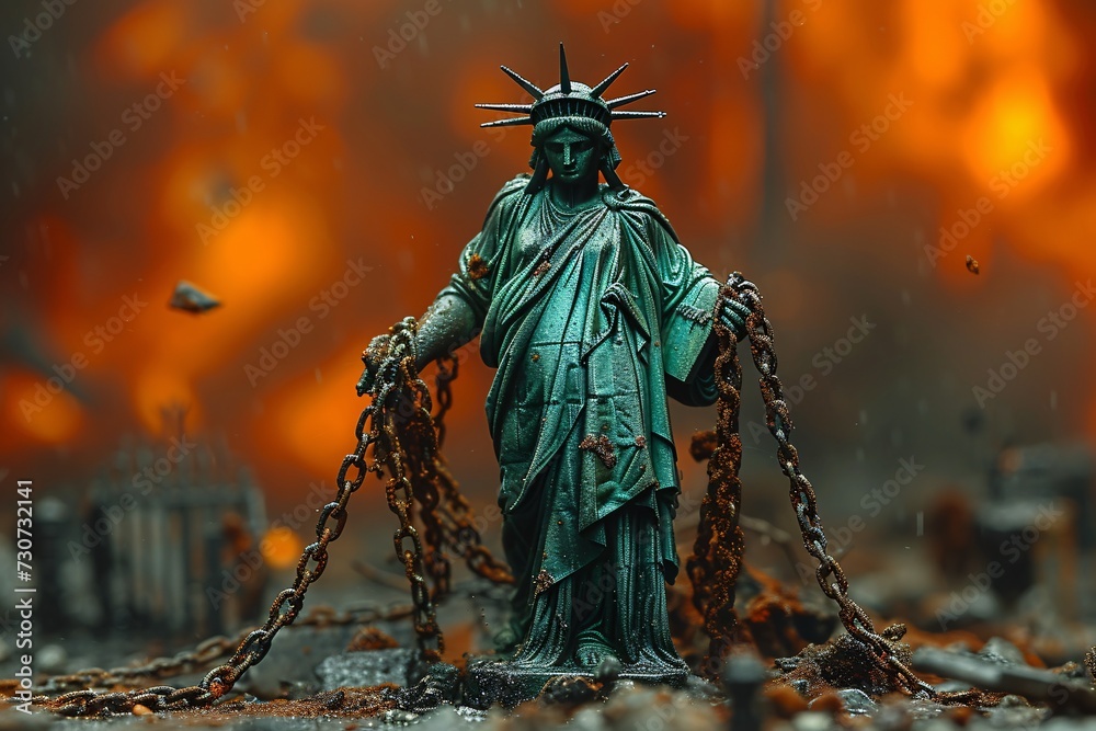 Statue of Liberty in Chains: A Symbol of Freedom in Peril Generative AI ...