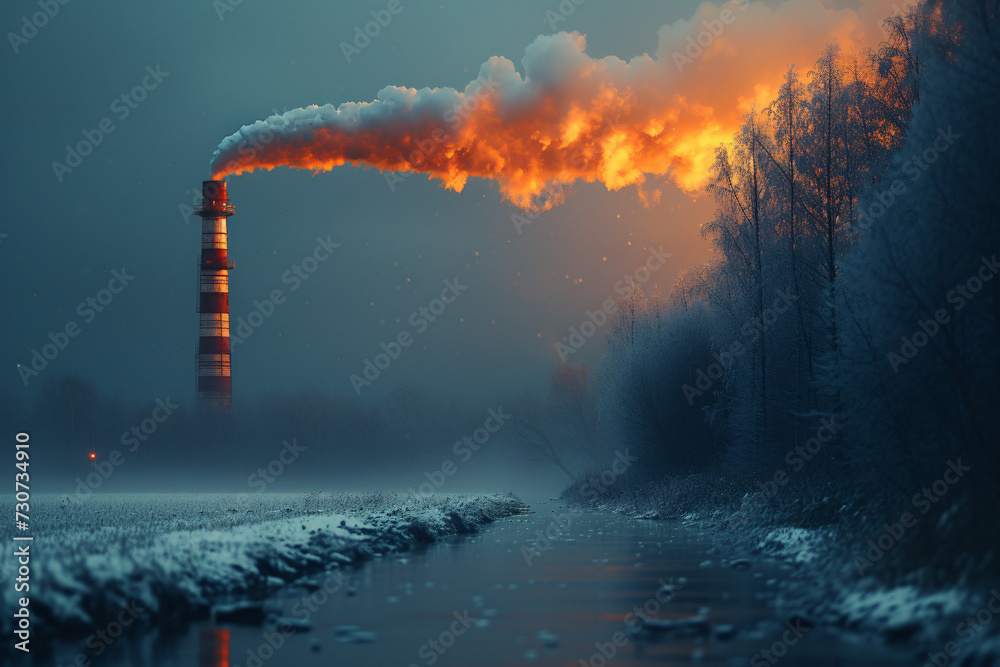CO2 emissions. CO2 greenhouse gas emissions from factory chimney ...