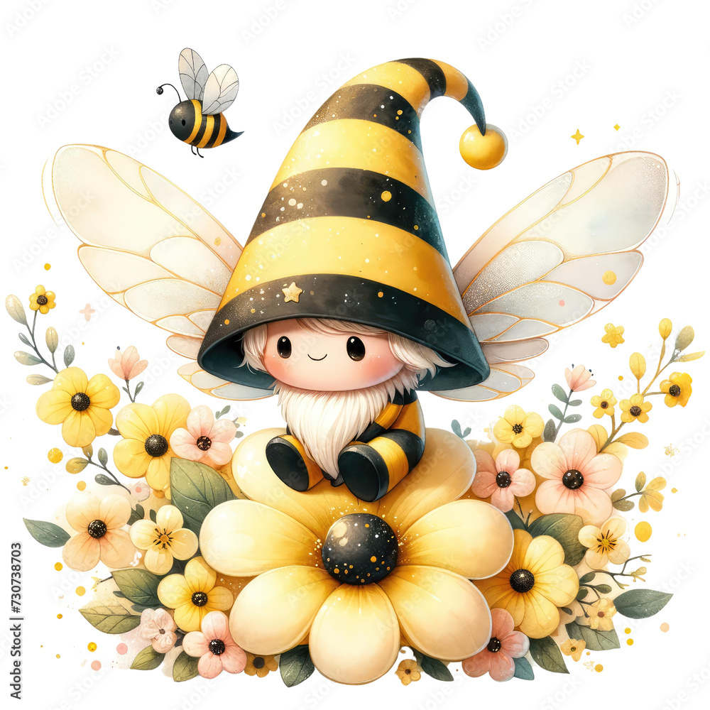 Cute Bee Gnome Clipart for Whimsical Designs and Crafts Adorable ...