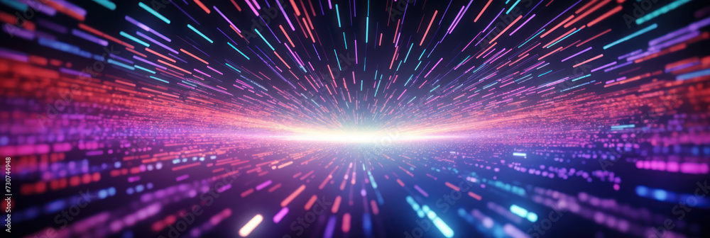 Digital colorful light burst. A vibrant symphony of abstract motion and ...