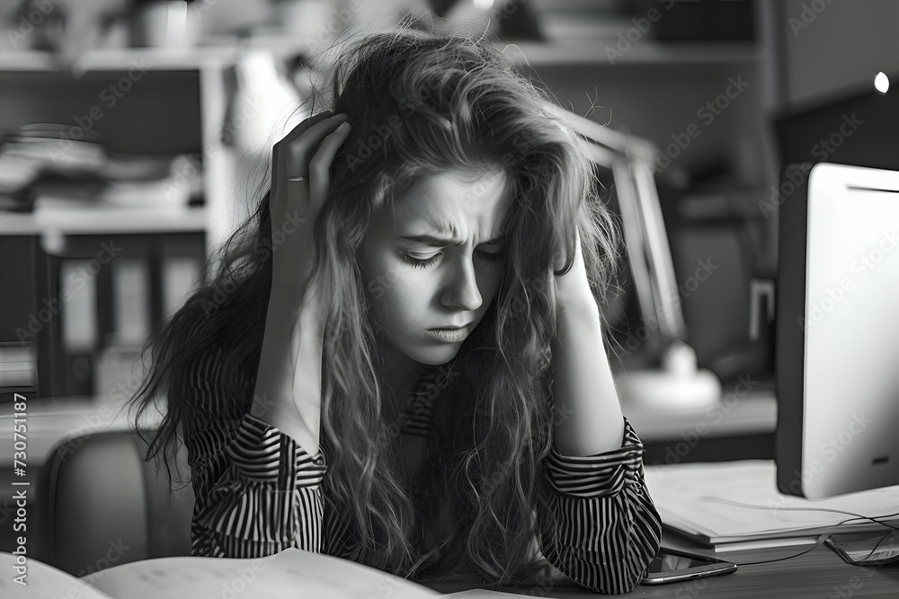 Woman with long hair scratching her itchy scalp, A close-up of a woman ...