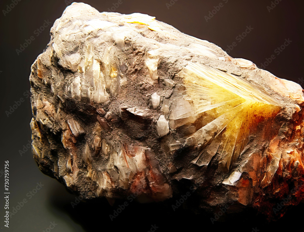 Alunite is a rare precious natural stone on a black background. AI ...