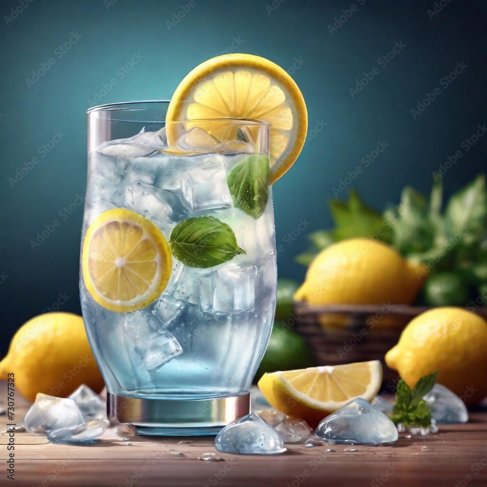 delicious fresh iced lemonade on a transparent background high detailed ...