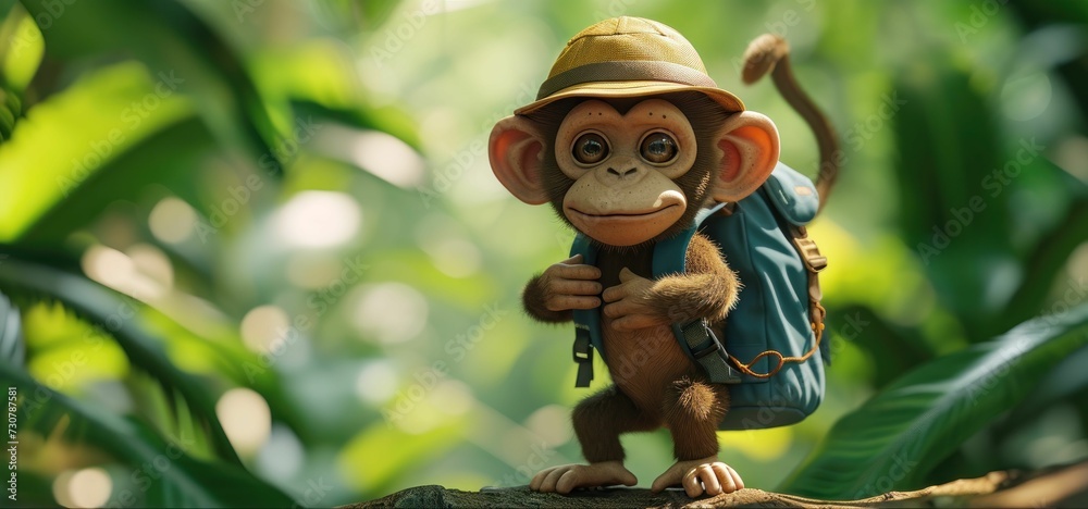 Cute creature, an animated monkey, showcasing versatile travel ...