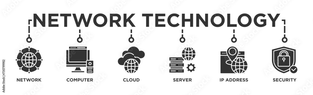 Vecteur Stock Network technology banner web icon vector illustration ...