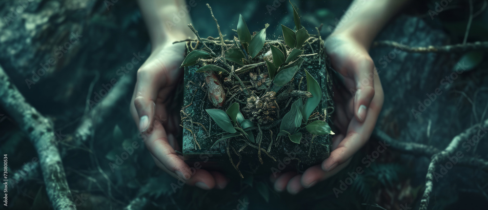 Ancient Greek mythology. Pandora's box. The first woman is holding ...