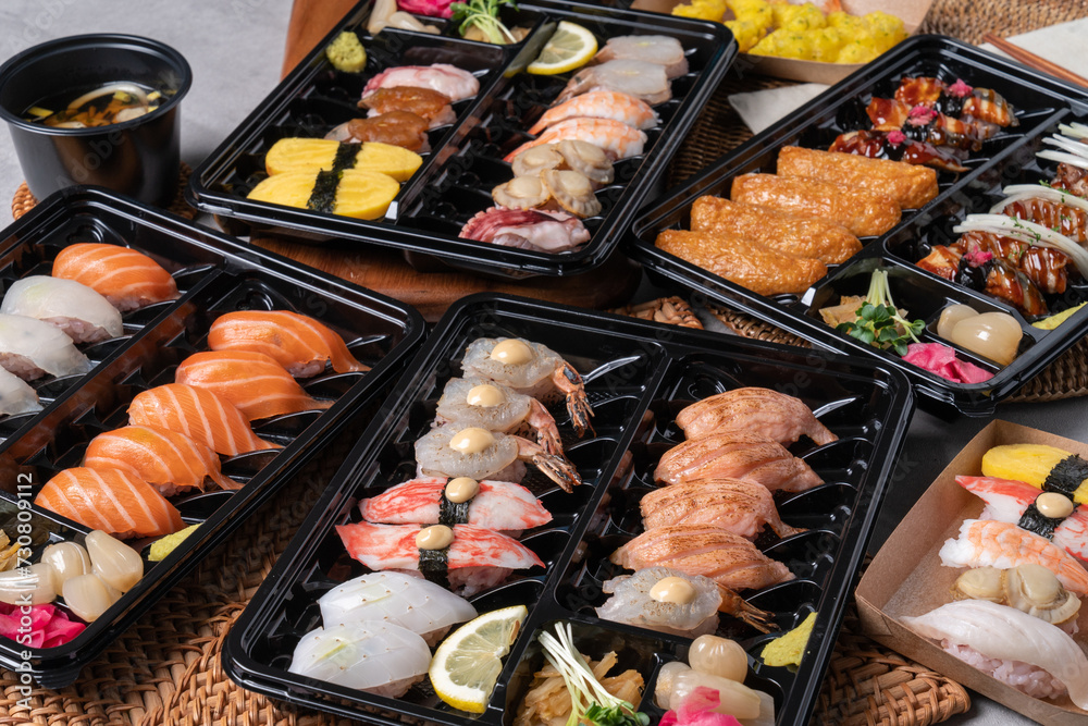 Sushi, Japanese, sashimi, side dishes, set menu, lunch box, tuna ...