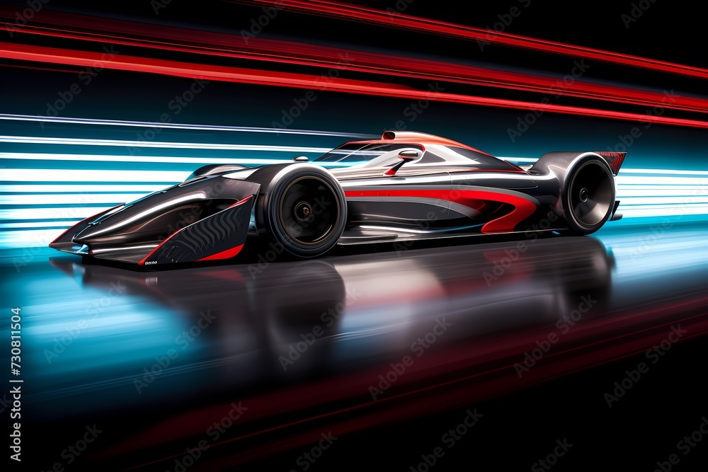 Side view of a racing car leaning into a turn, showcasing the ...