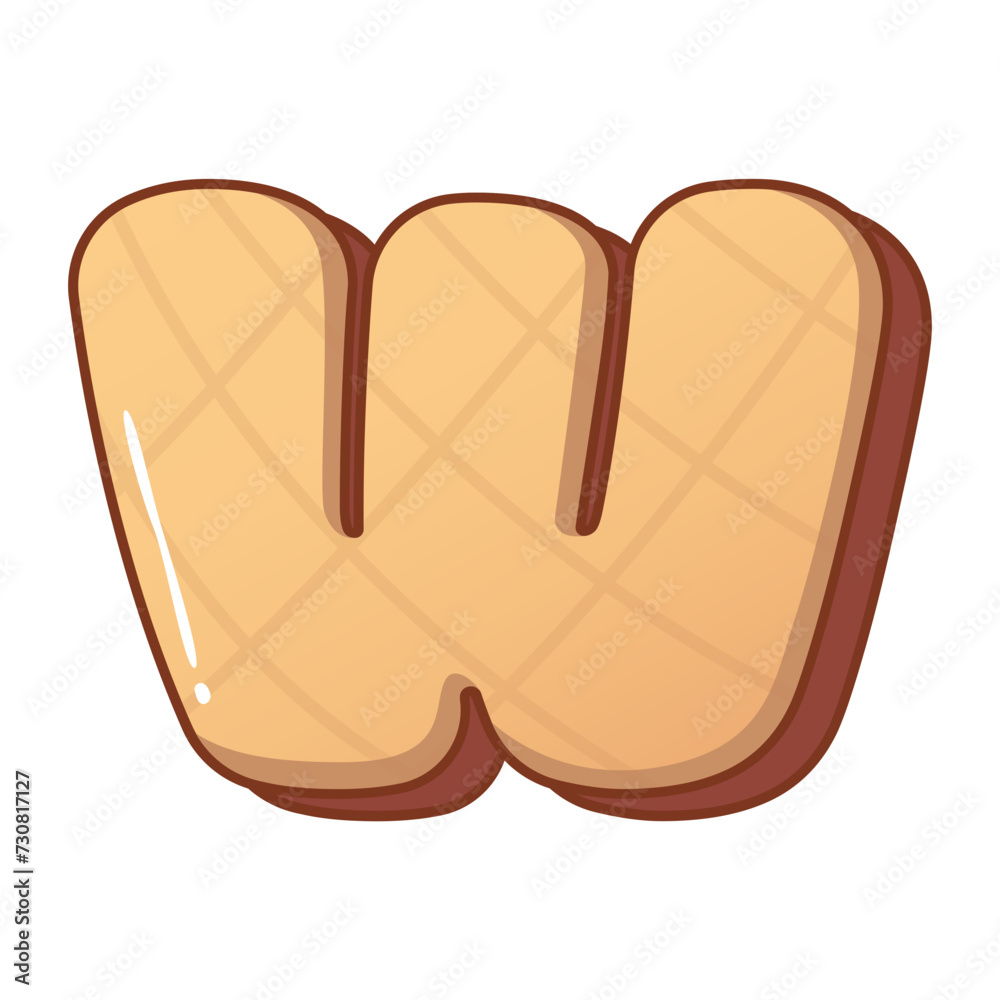 3D Waffle Alphabet, Waffle Font, Typography, Letter W Stock Vector ...
