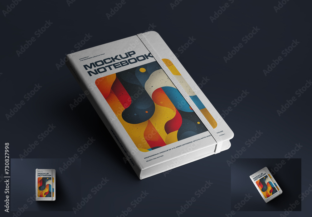 3 Mockups of the Classic Hardcover Notebook Stock Template | Adobe Stock