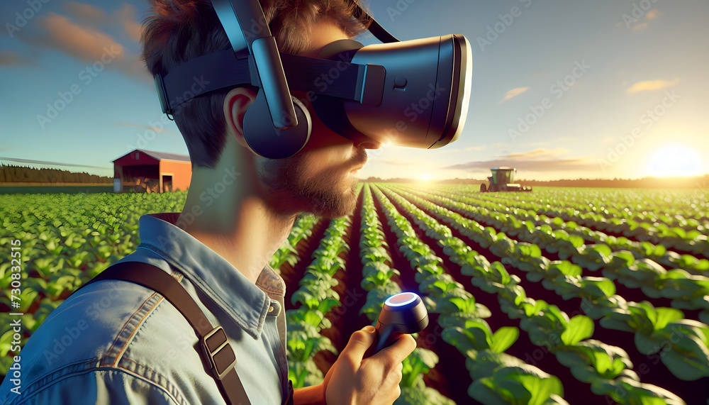 photography of virtual reality (VR) headset being used for farming ...