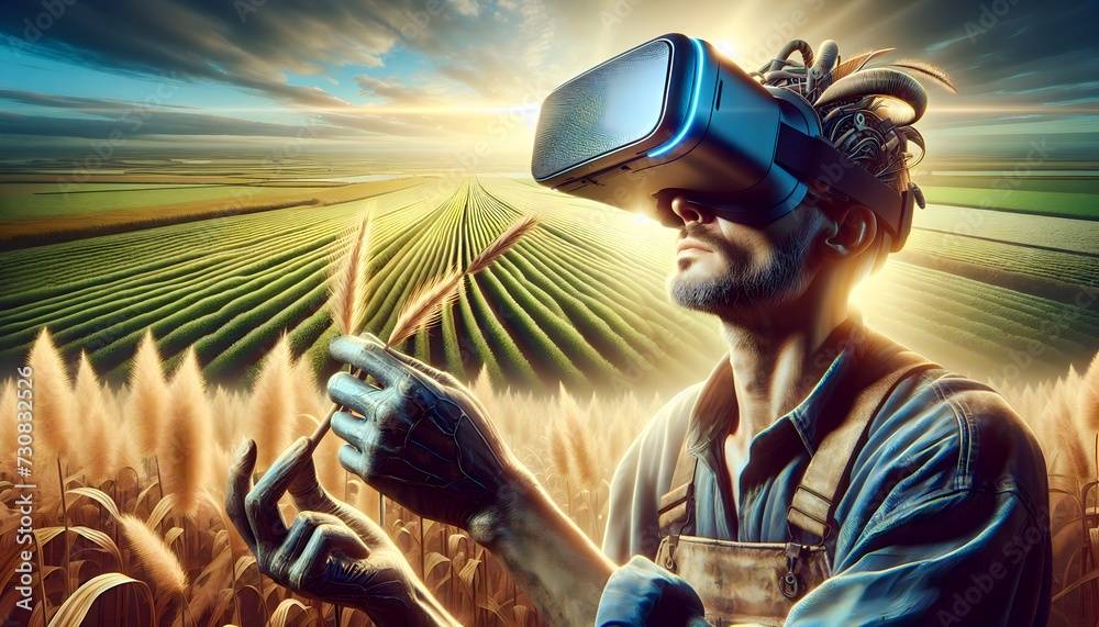 photography of virtual reality (VR) headset being used for farming ...