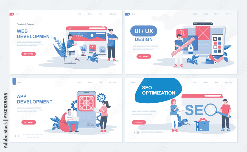 Web development concept for landing page in flat design. App developing ... Web development concept for landing page in flat design. App developing ...