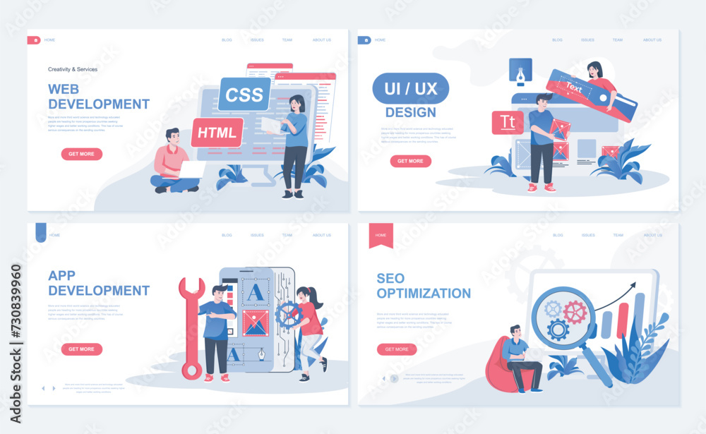 Web development concept for landing page in flat design. App creating ...