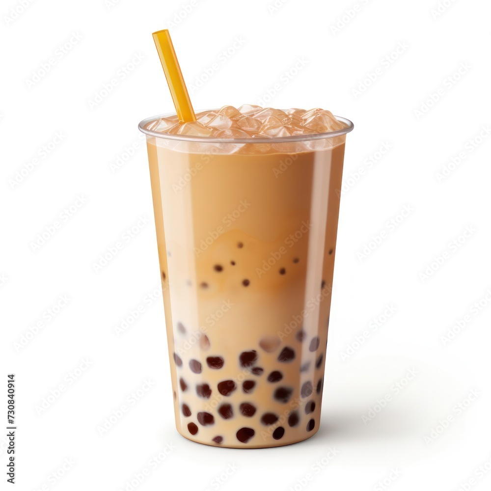 Bubble milk tea boba with delicious tapioca cutout minimal isolated on ...