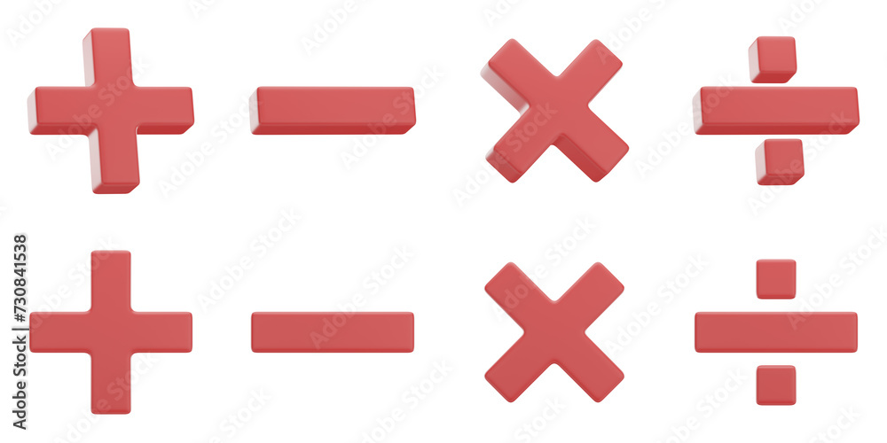 Set of red mathematical symbols with transparent background, PNG ...