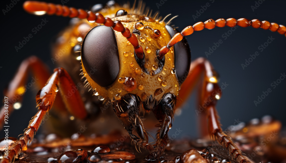 An intricate view of a menacing pest, the membranewinged wasp, captured ...