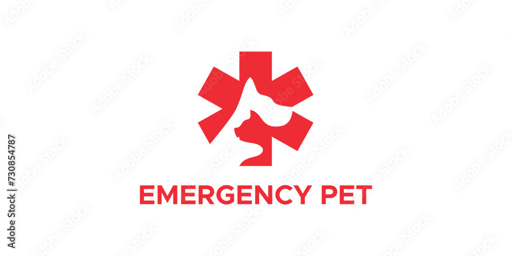 a graphic image on the theme of pet emergency services, on a white ...