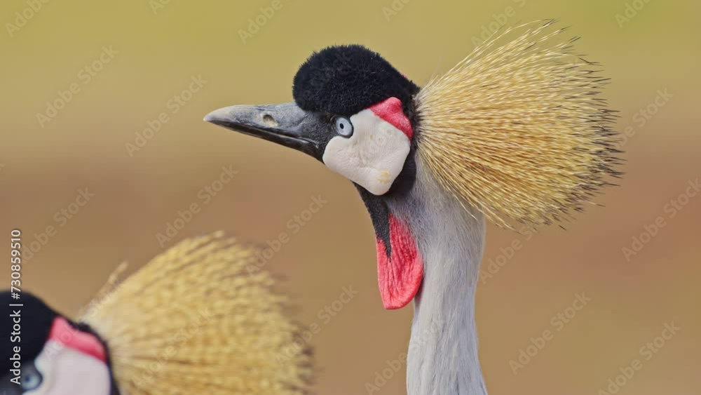 Close up detail shot of Grey Crowned Cranes feathers and beautiful ...