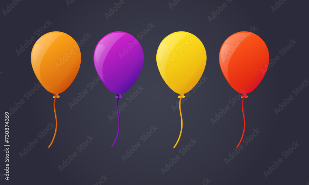 Balloons in vector cartoon and realistic style, Isolated colorful ...
