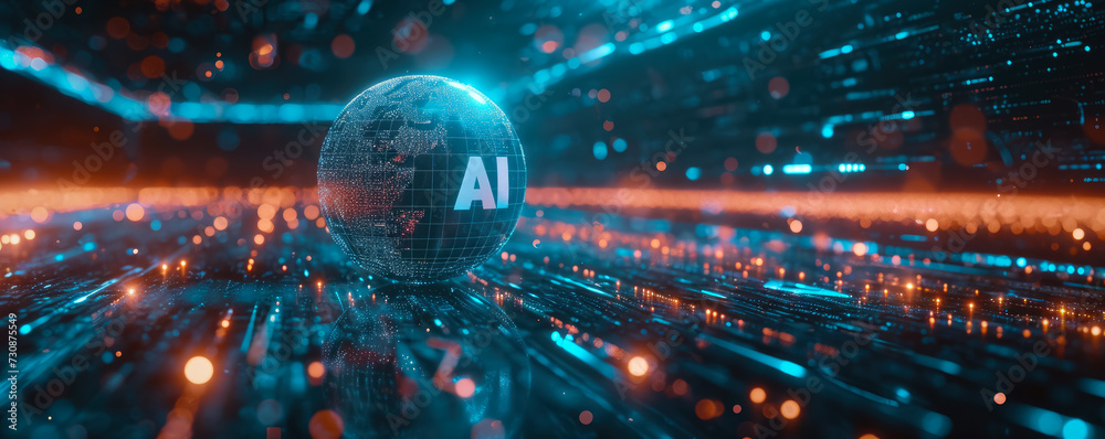 Futuristic representation of AI global network with glowing connections ...
