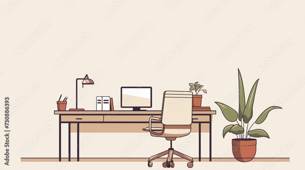 Minimalist office vector art with essential elements like desks chairs ...