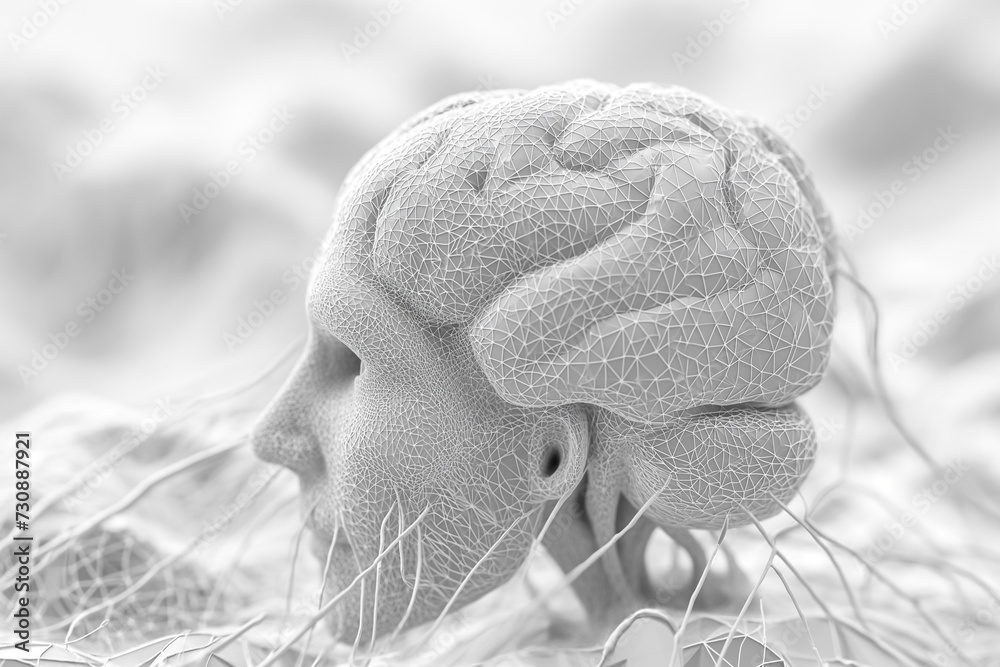 X-ray scan of human brain on white background with black background ...