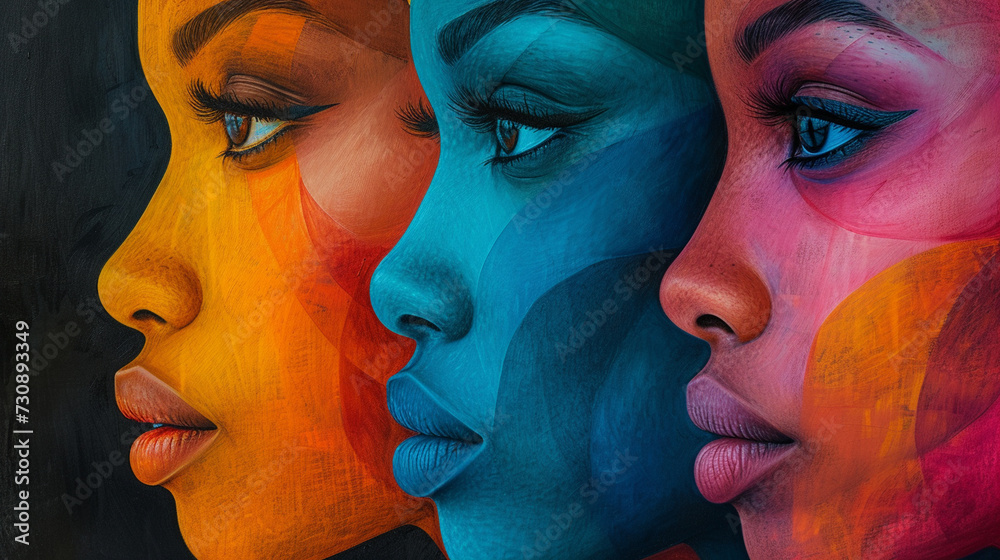 Portraits evolve, blending styles, colors, and features. Faces in ...