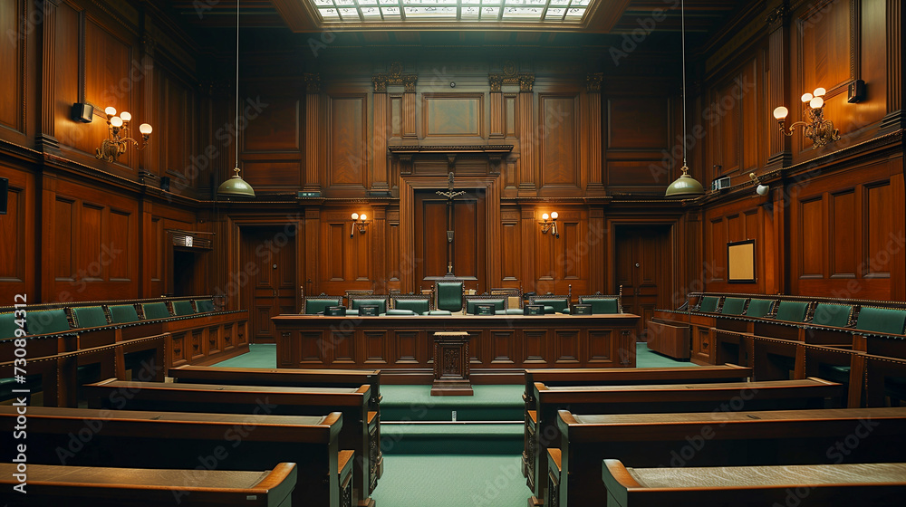 An image of a courtroom that is a symbol of fairness. A symbol of ...