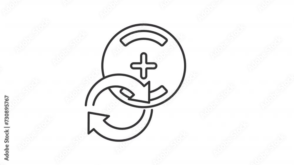 Recyclable cells line animation. Accumulator reusing animated icon ...