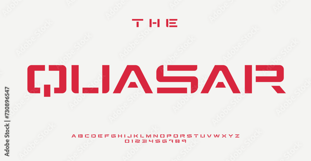 Stencil wide alphabet, innovative futuristic letters, sharp ...