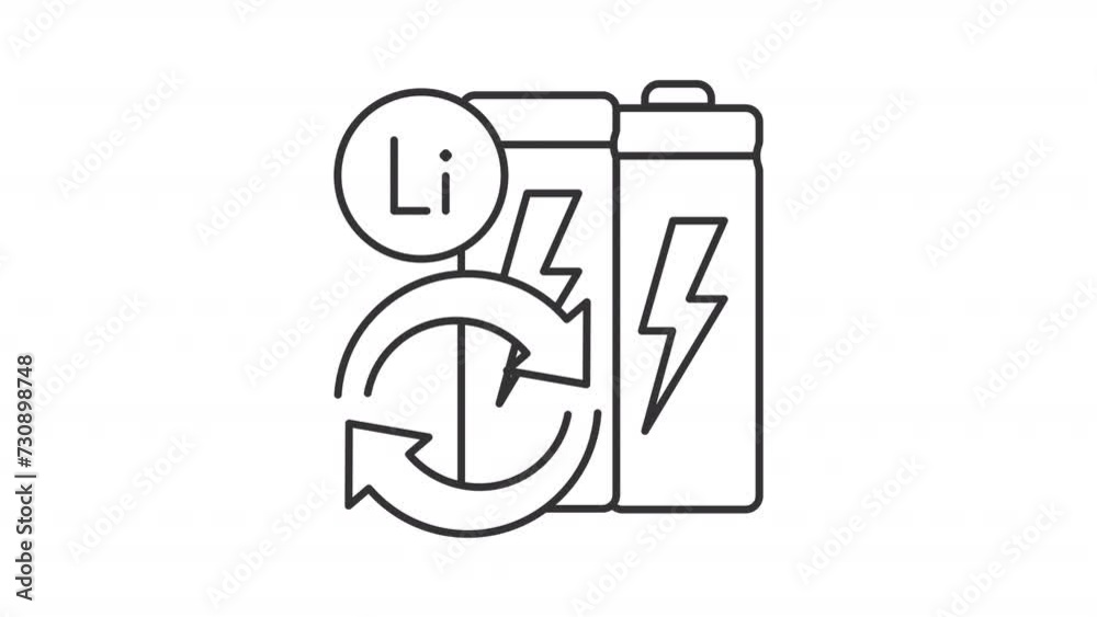 Batteries recycling animation set. Cells reusing animated line icons ...