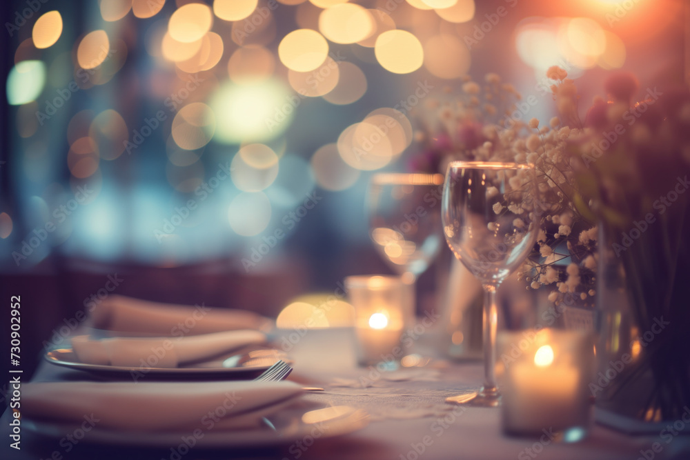 A slide background for a romantic dinner event. Muted colors, blurred ...