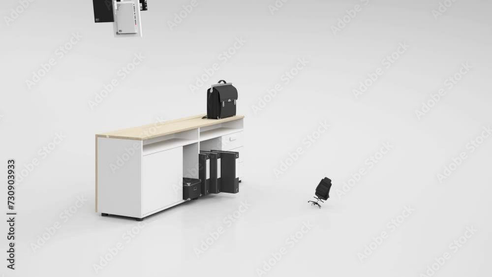 Vidéo Stock Animated office furniture composition that makes up an ...