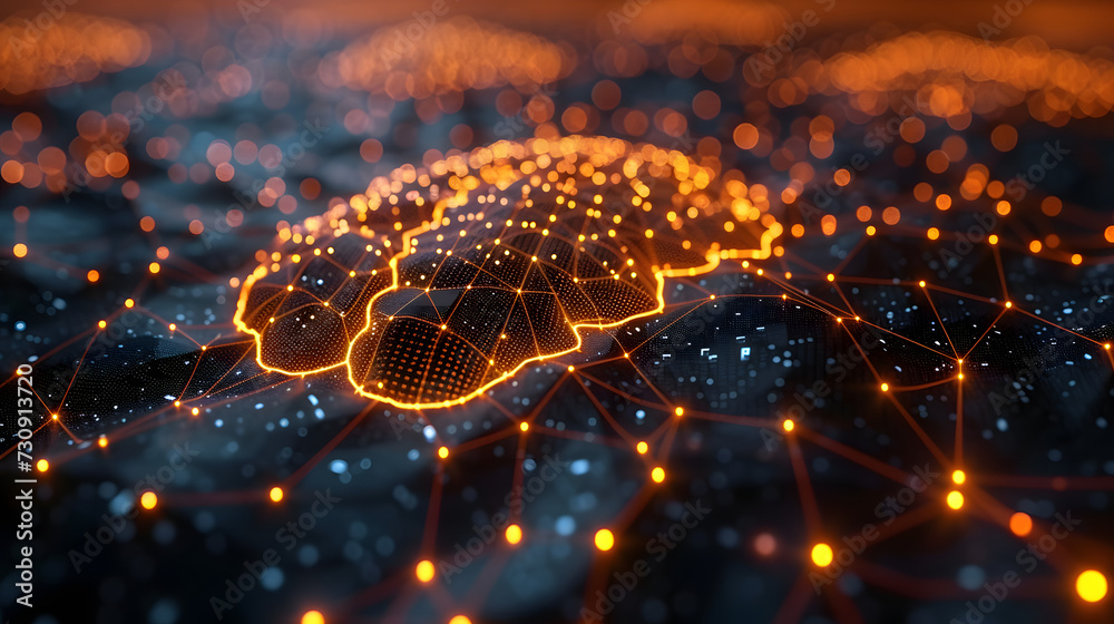 An abstract representation of a digital neural network, with ...