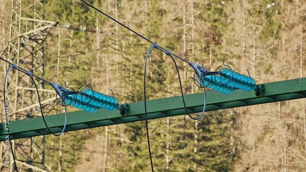 High Voltage Electrical Substation Equipment with Overhead Power Lines ...