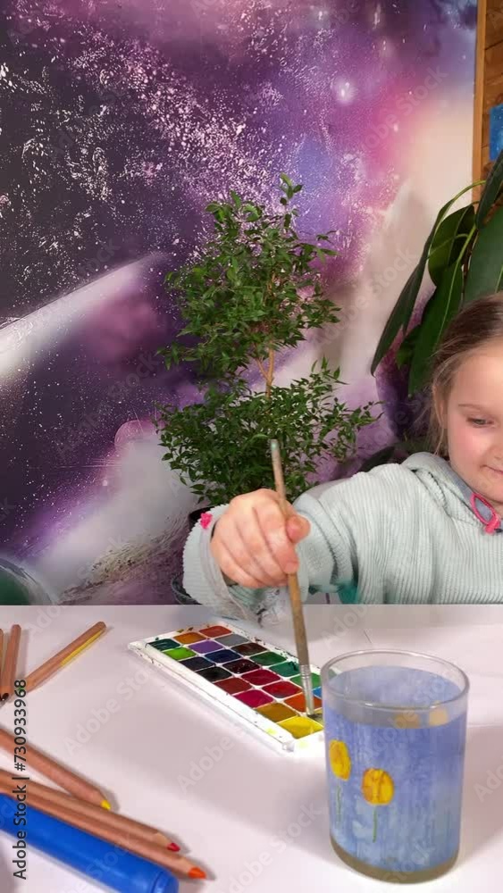 Youthful artistic expression, childhood hobby. Vertical of a lovely ...