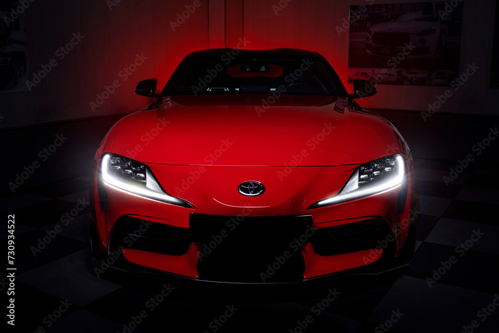 Foto de red sports car on black isolated Toyota Supra - 5th Gen A90 ...