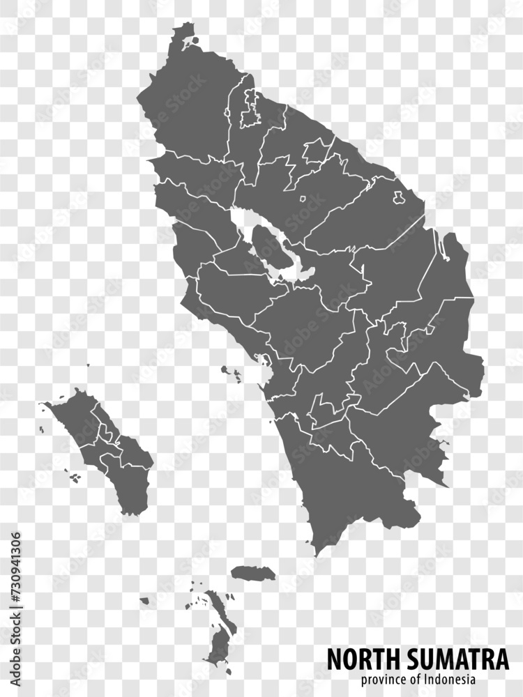 Blank map North Sumatra province of Indonesia. High quality map North ...