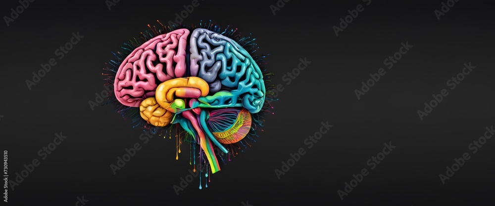 Colorful Brain Mechanics AI Generated on Black Background unveils a ...