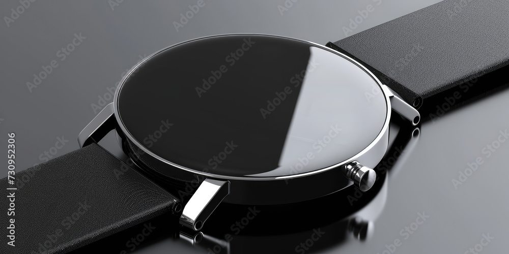 Elegant Smartwatch with Blank Screen mockup. Close-up of a sleek ...