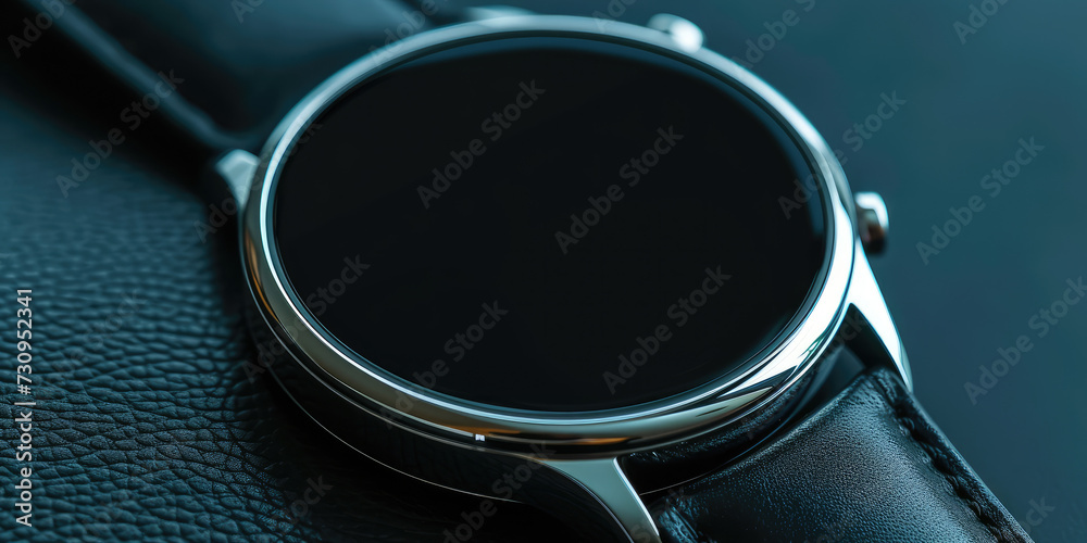 Elegant Smartwatch with Blank Screen mockup. Close-up of a sleek ...