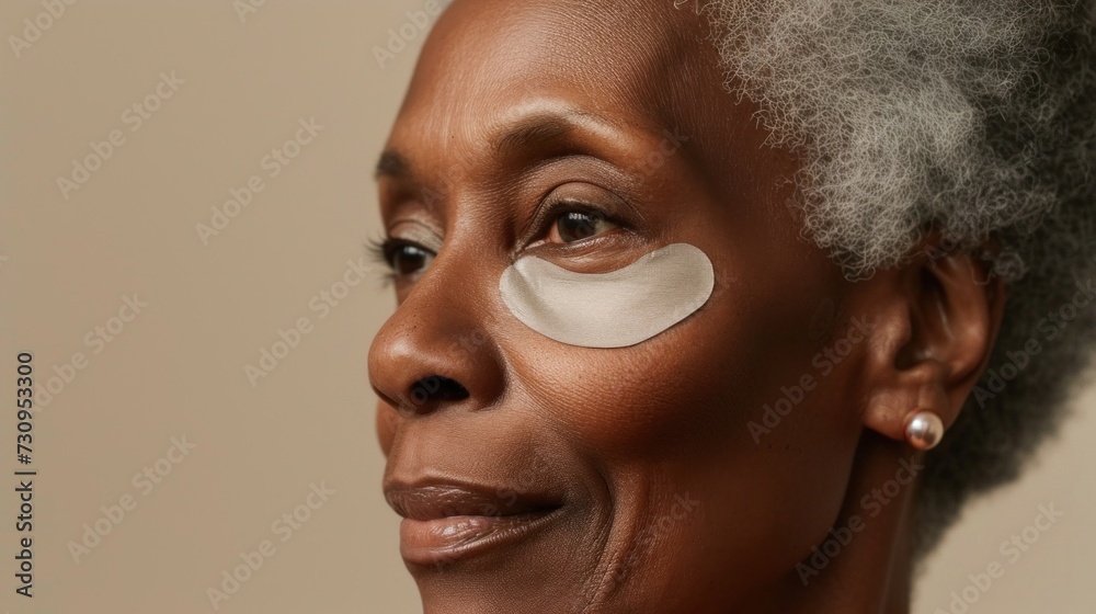 A close-up photograph of a person with a serene expression wearing a ...