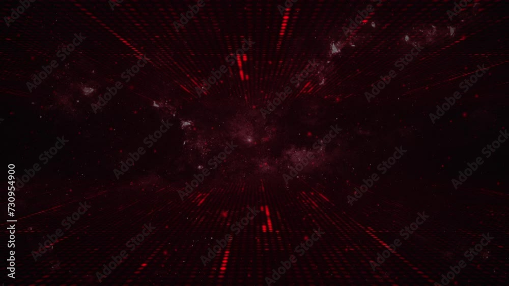 Vidéo Stock A futuristic glowing red grid network of blinking digital ...