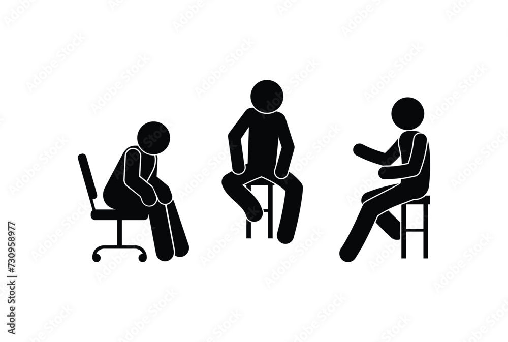meeting icon, stick figure people conducting a dialogue, man sitting on ...